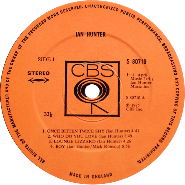 CBS 80710 – Ian Hunter | Rare Record Collector